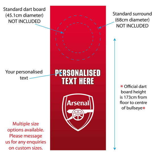 Arsenal FC Wall Sticker - Dart Board Backdrop with Personalised Text W ...