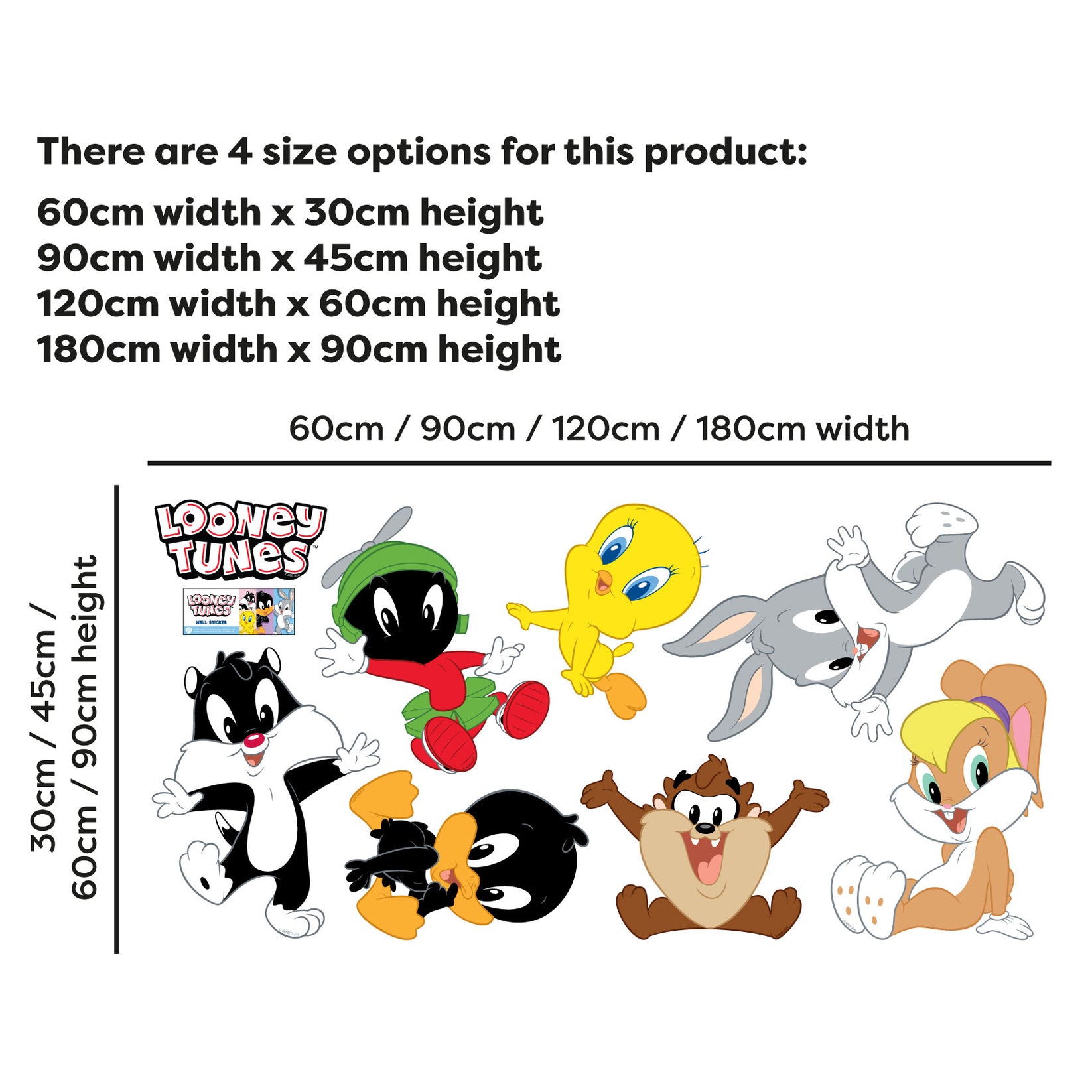 Looney Tunes Wall Sticker - 7 Baby Character Set Wall Decal Art – www ...