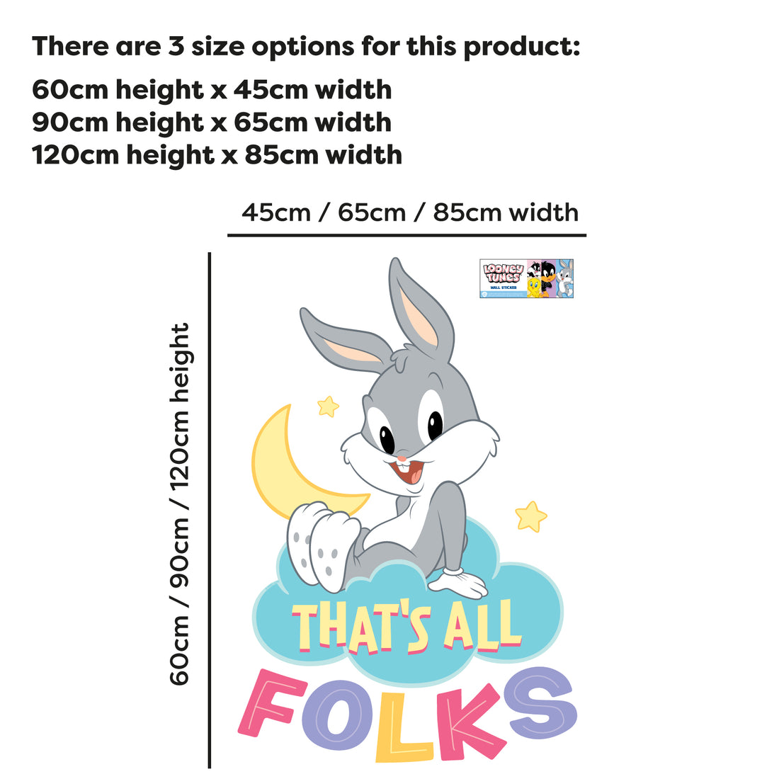 Looney Tunes Wall Sticker - Baby Looney Tunes Bugs Bunny That's All Fo ...