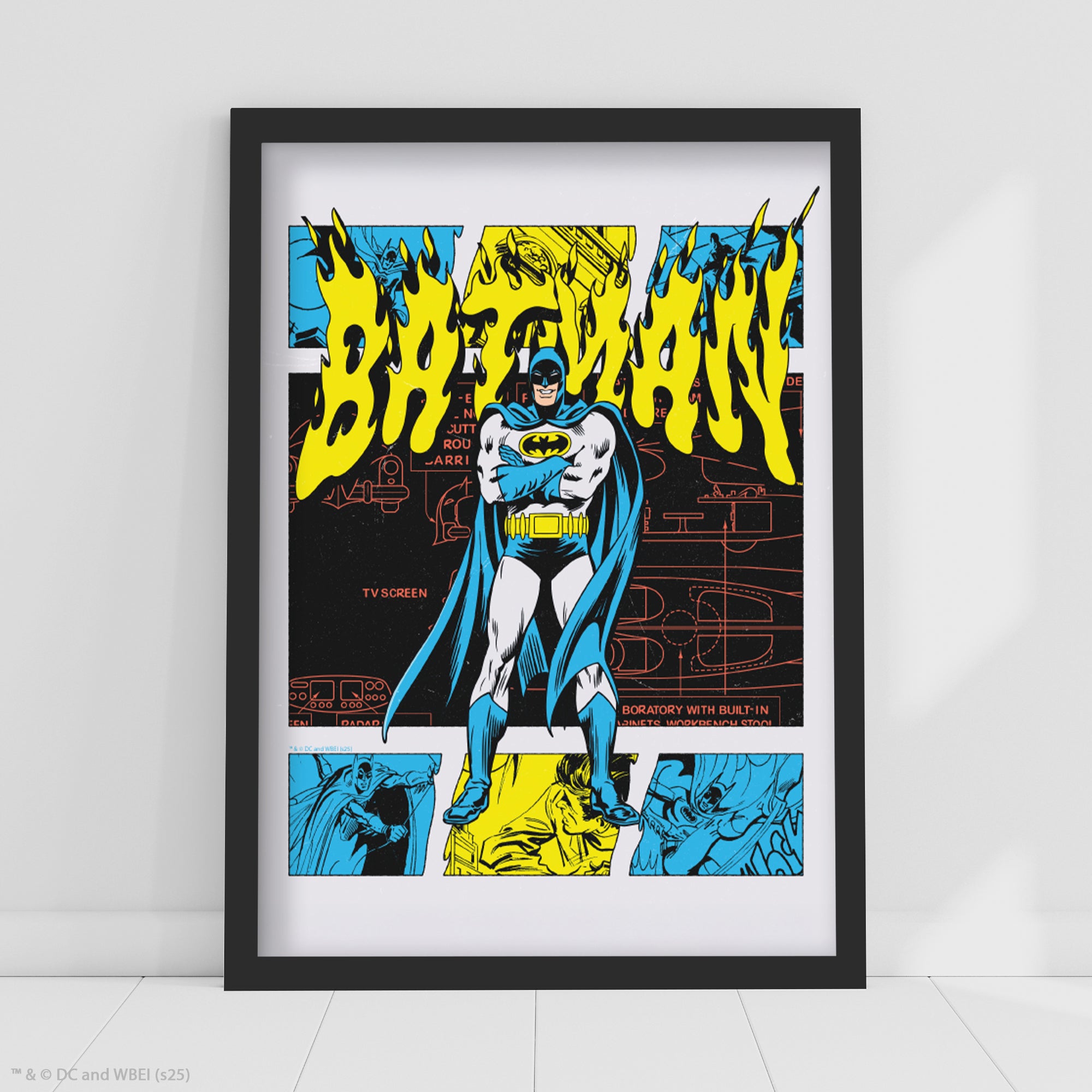 Batman Print – Batman Yellow Flames Poster DC Superhero Art – www ...