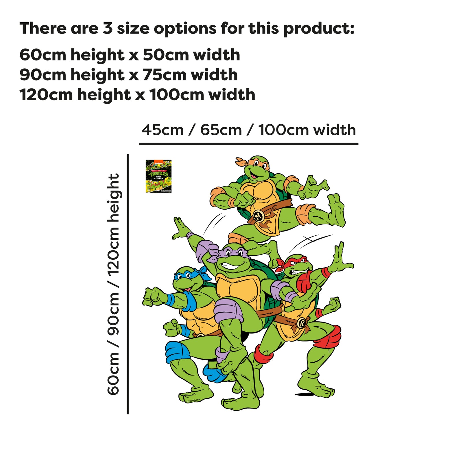 Teenage Mutant Ninja Turtles Wall Sticker - Group Action Pose Decal TM ...