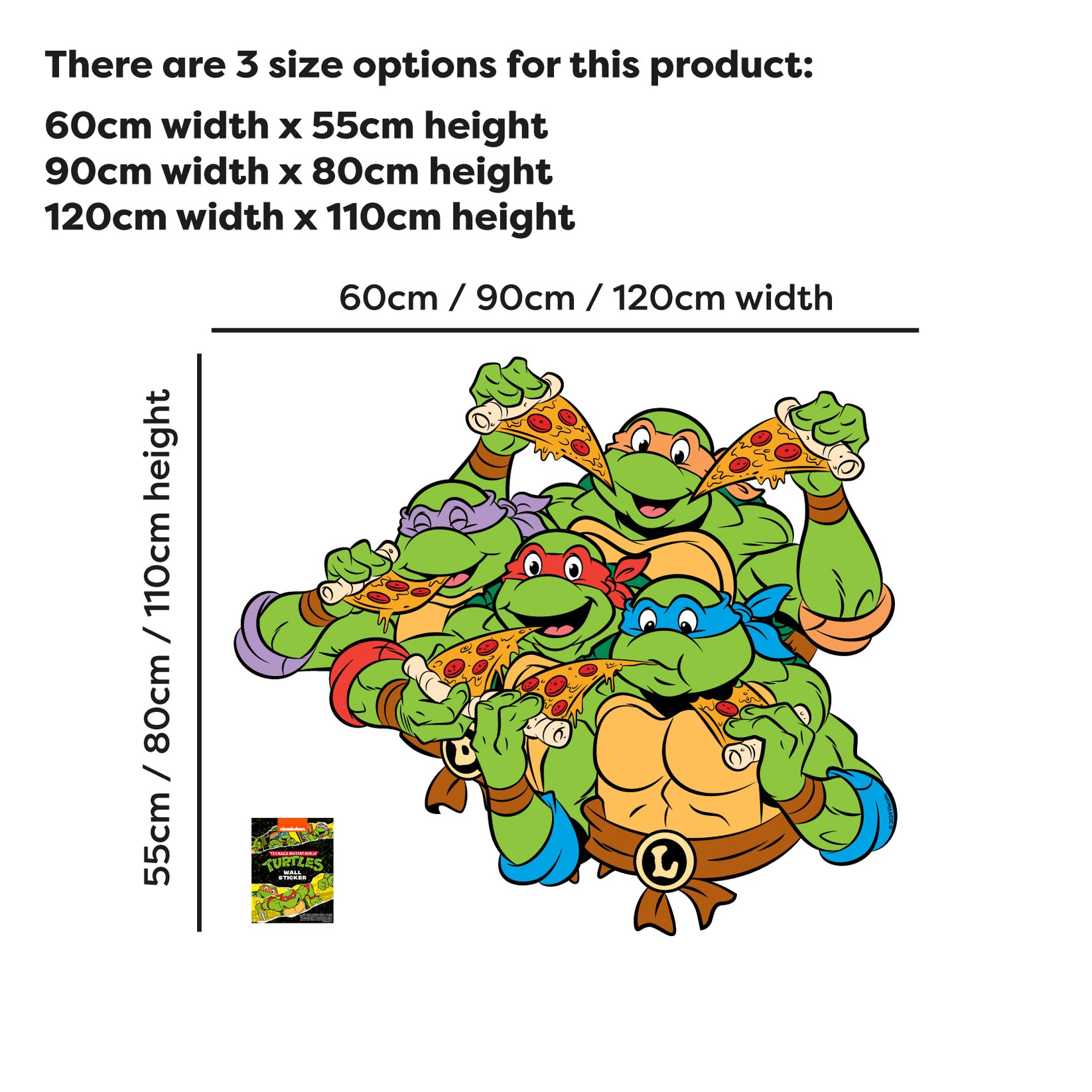 Teenage Mutant Ninja Turtles Wall Sticker - Group Eating Pizza Decal T ...