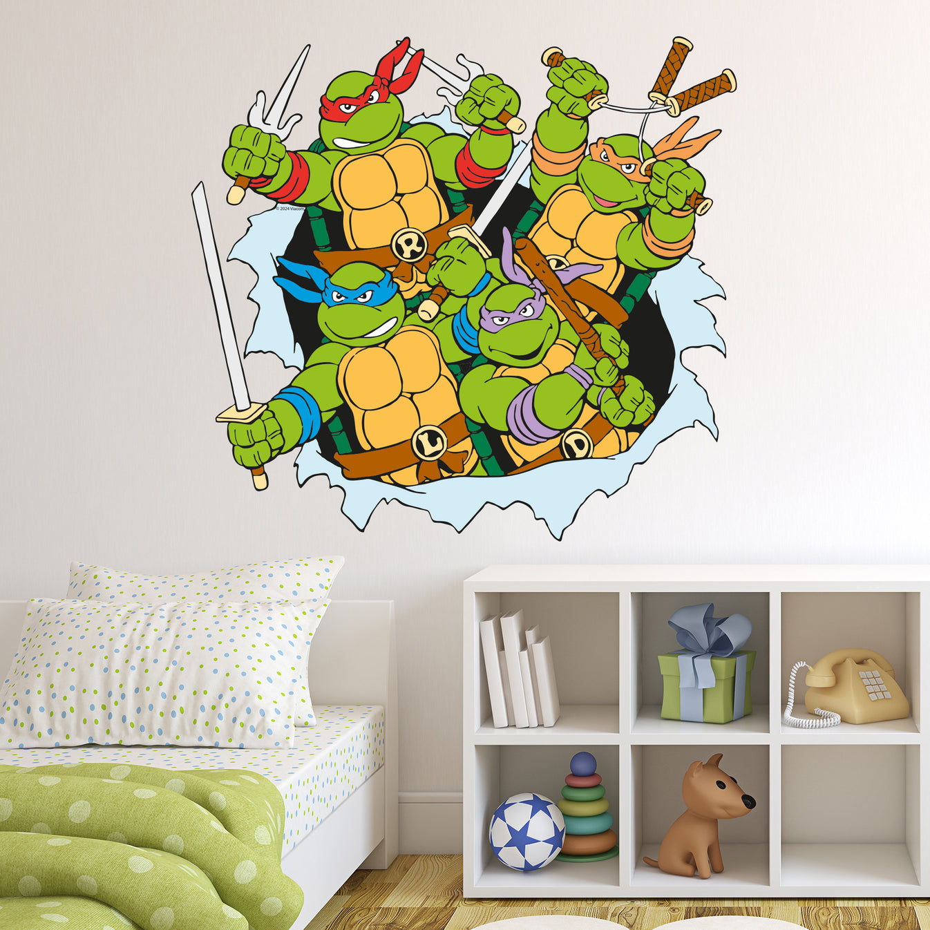 Teenage Mutant Ninja Turtles Wall Sticker - Group Ripping Through Wall ...