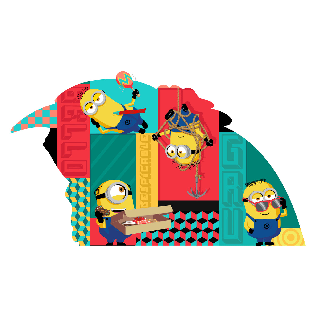 Despicable Me 4 - Gru Silhouette With Minions Wall Sticker – www.themed ...