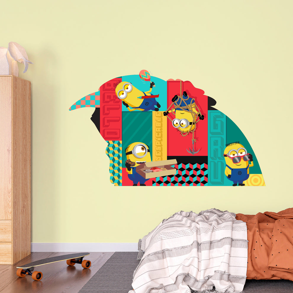 Despicable Me 4 - Gru Silhouette With Minions Wall Sticker – www.themed ...