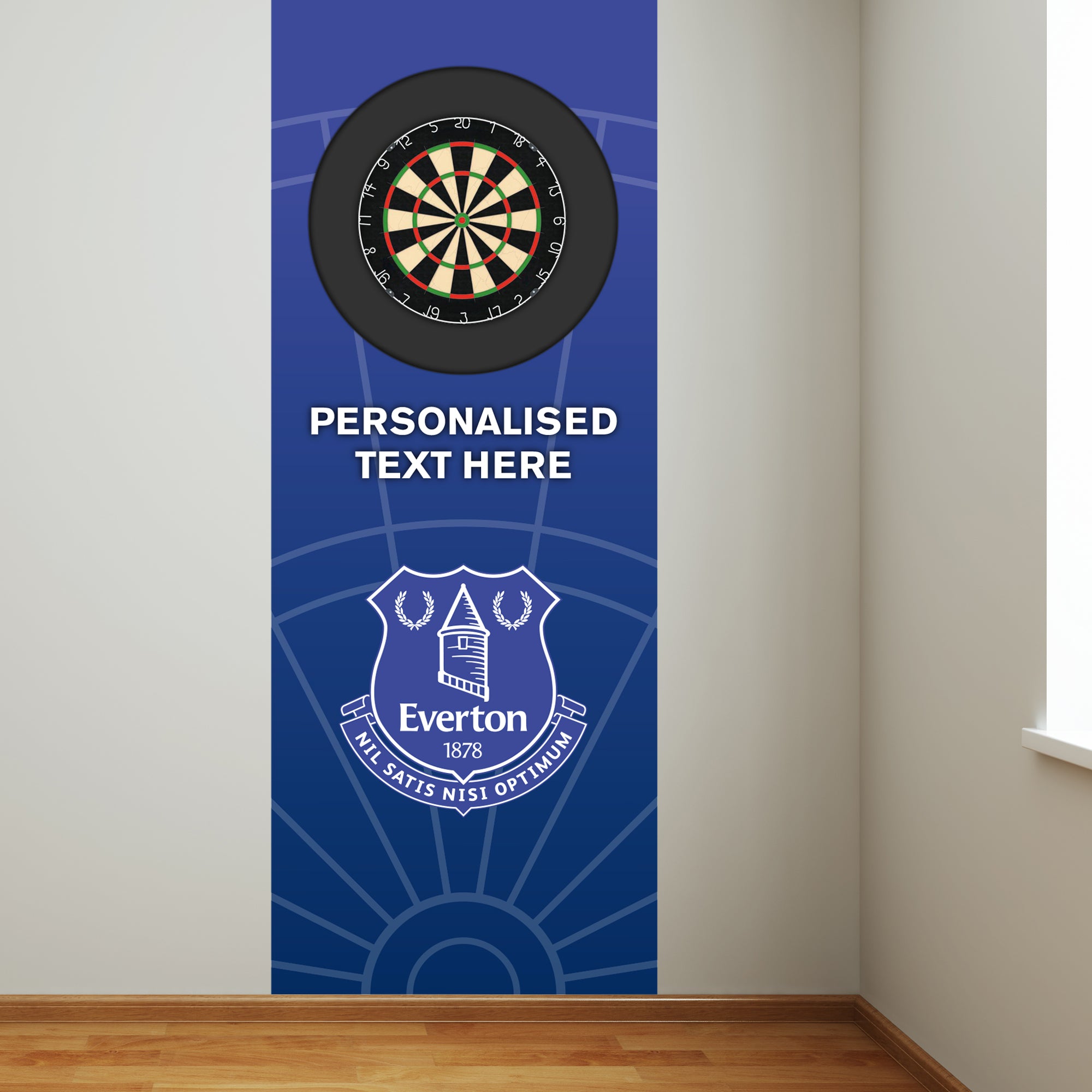 Everton FC Wall Sticker - Dart Board Backdrop with Personalised Text W ...