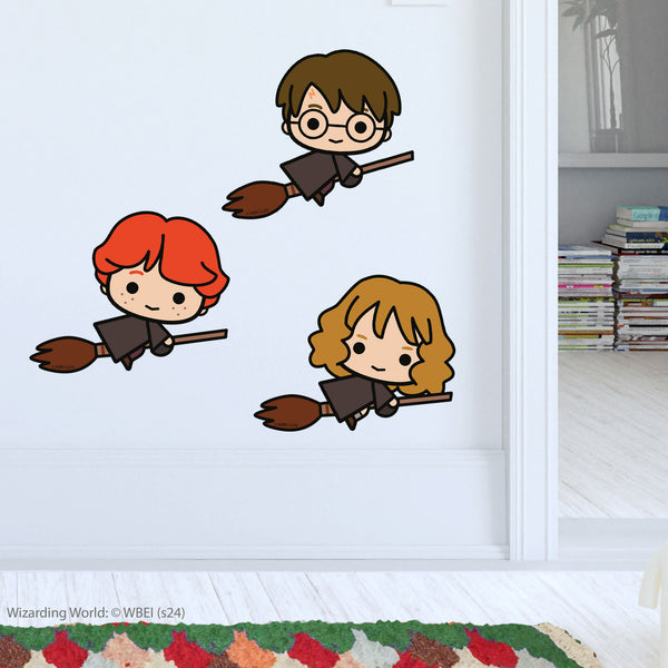 HARRY POTTER Wall Sticker – Character Trio Brooms Charm Wall Decal Set ...