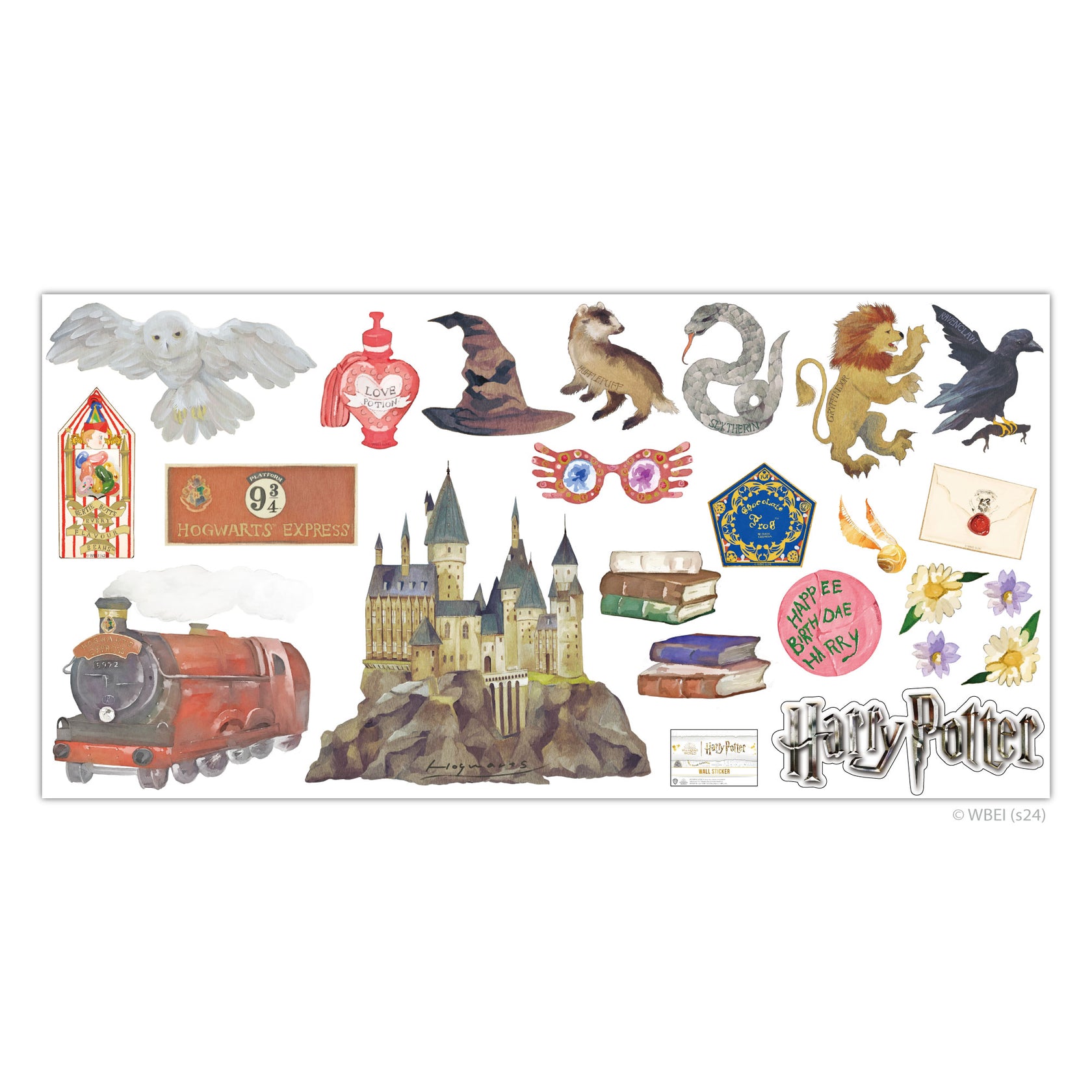 HARRY POTTER Wall Sticker – Magical World Icons Decal Set Wizarding Wo ...