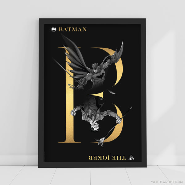 The Joker Print – Batman And The Joker Gold Text Poster Wall Art – www ...