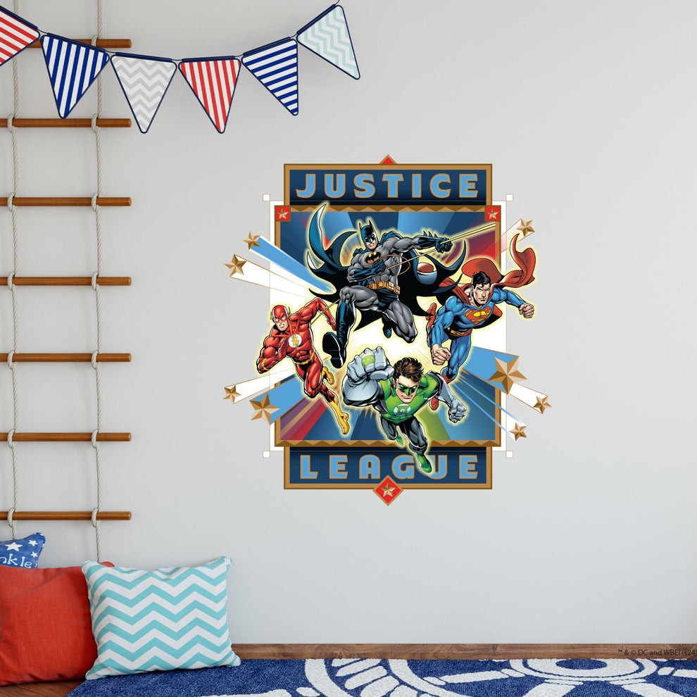 Justice League Wall Sticker - Cute Superman Batman and The Flash Burst ...
