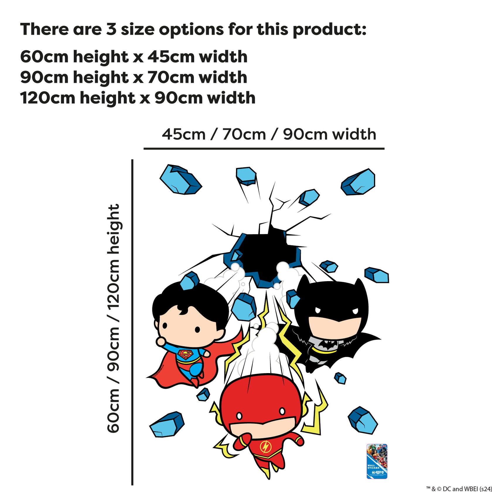 Justice League Wall Sticker - Cute Superman Batman and The Flash Burst ...