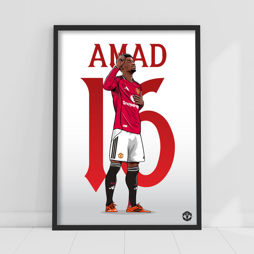 Manchester United FC Print - Amad Diallo 25/26 Illustration Poster Foo ...