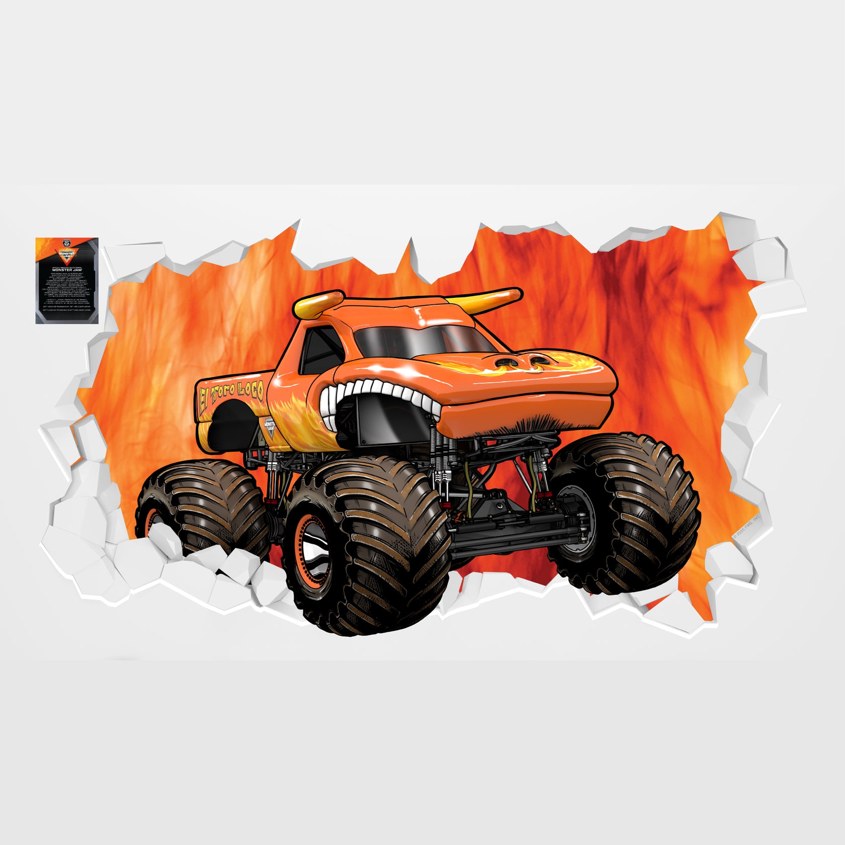 Monster Jam Wall Sticker - El Toro Loco Driving Through Broken Wall De ...