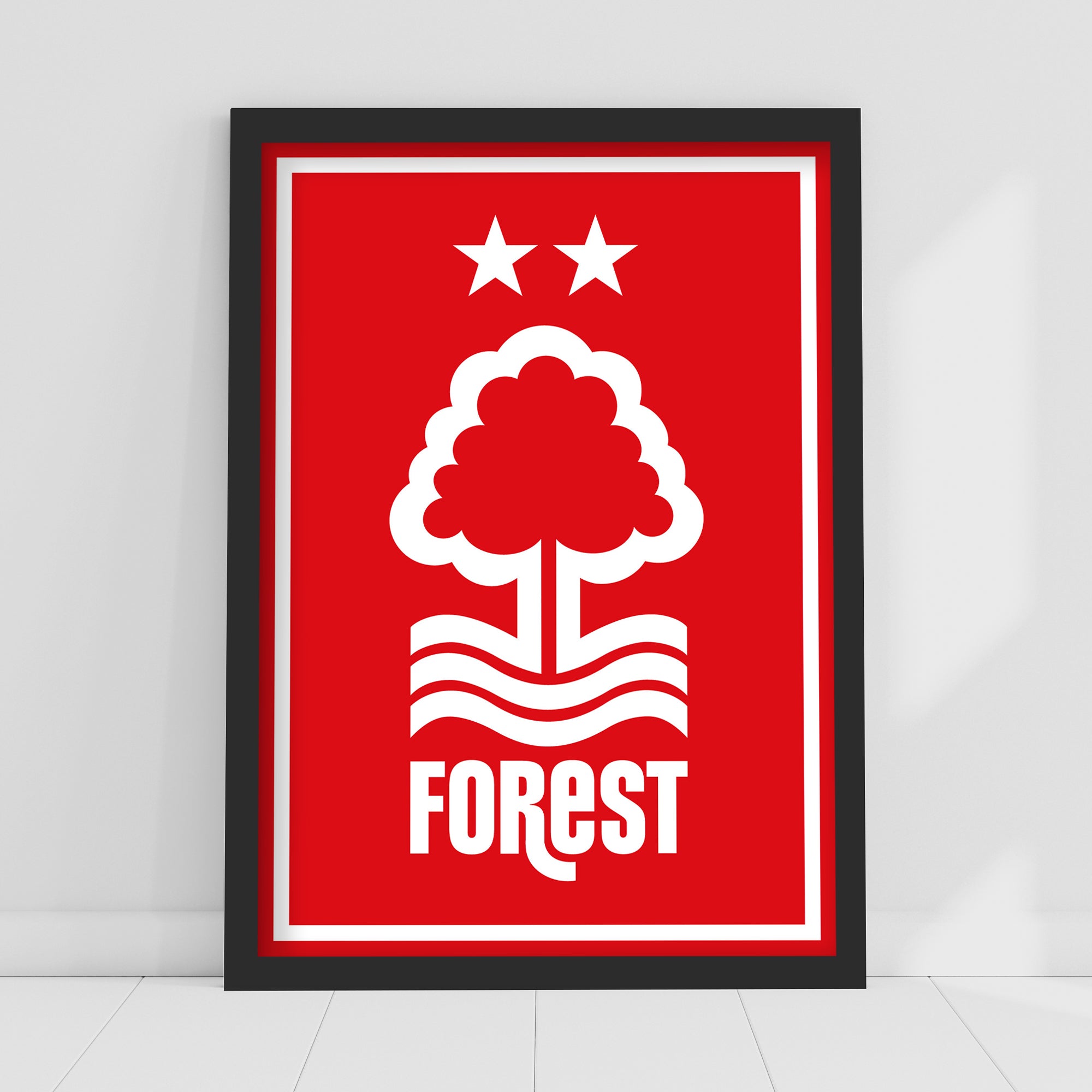 Nottingham Forest FC Print - White Crest Red Background Poster – www ...