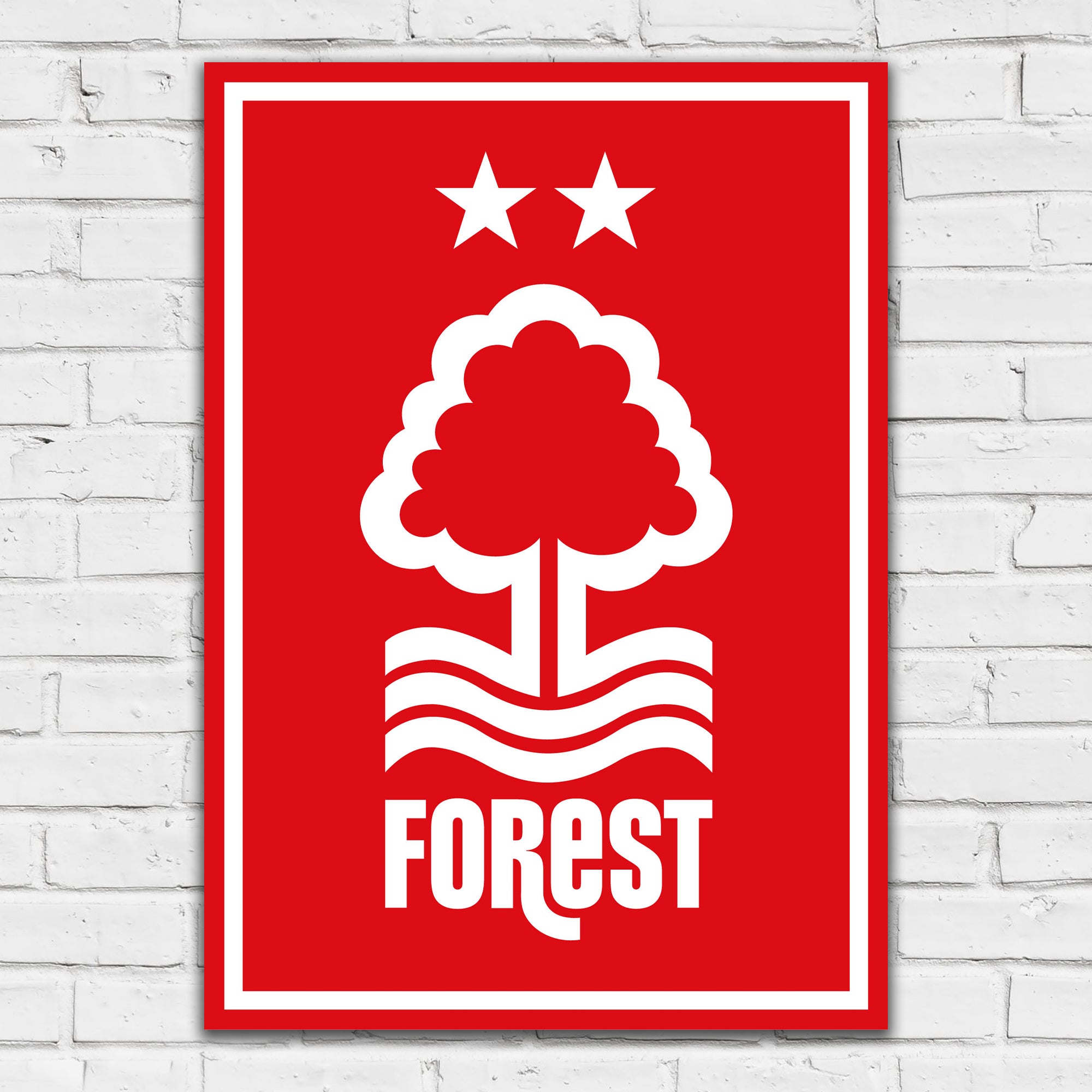 Nottingham Forest FC Print - White Crest Red Background Poster – www ...