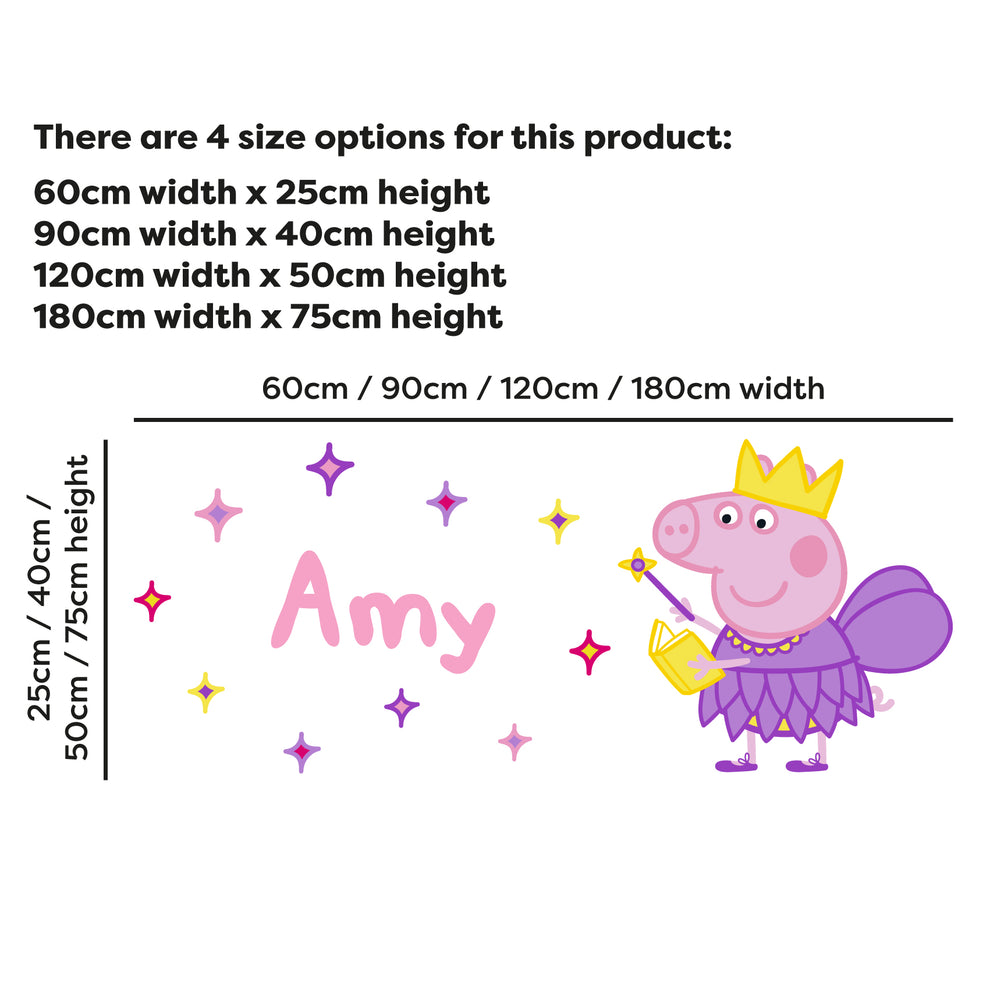 Peppa Pig Wall Sticker - Peppa Pig Fairy Sparkle Personalised Name Wal ...