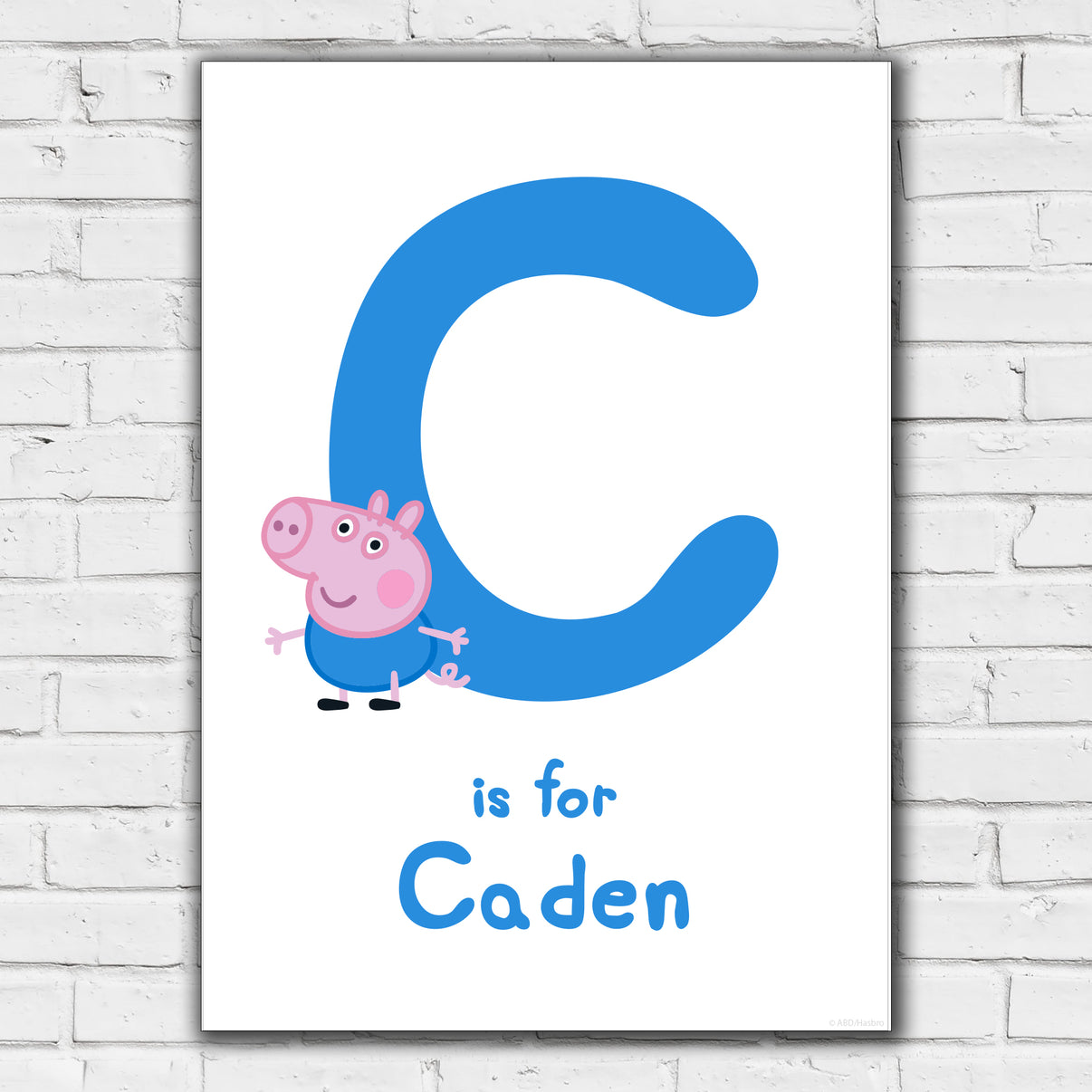 Peppa Pig Print - George Letter and Personalised Name Blue Poster Wall ...
