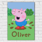 Peppa Pig Print - Peppa Pig George Muddy Puddle Personalised Name Post ...