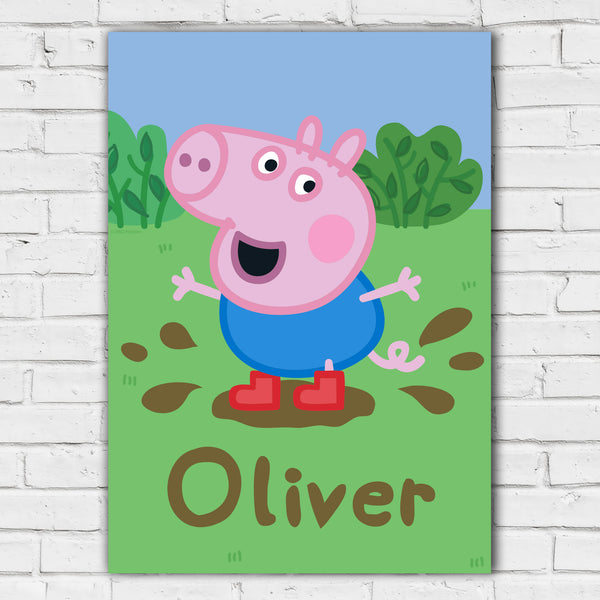 Peppa Pig Print - Peppa Pig George Muddy Puddle Personalised Name Post ...