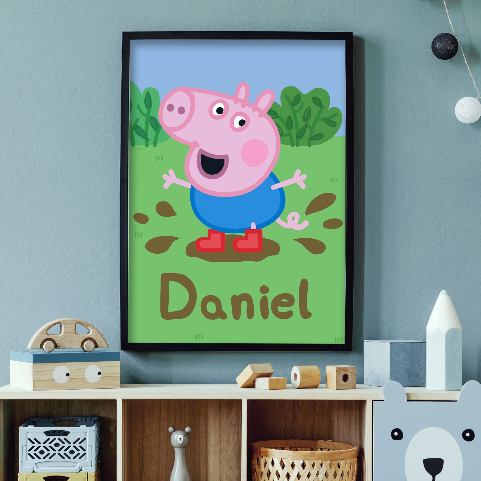 Peppa Pig Print - Peppa Pig George Muddy Puddle Personalised Name Post ...