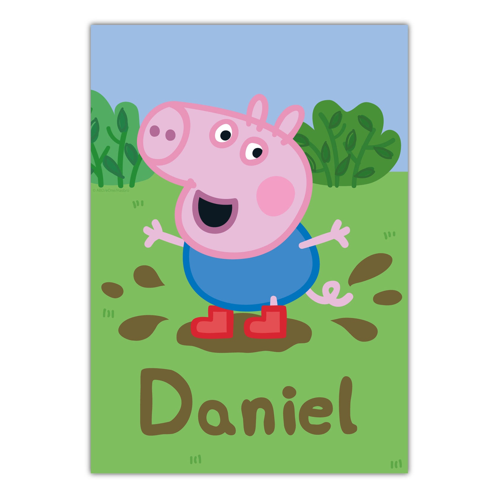Peppa Pig Print - Peppa Pig George Muddy Puddle Personalised Name Post ...