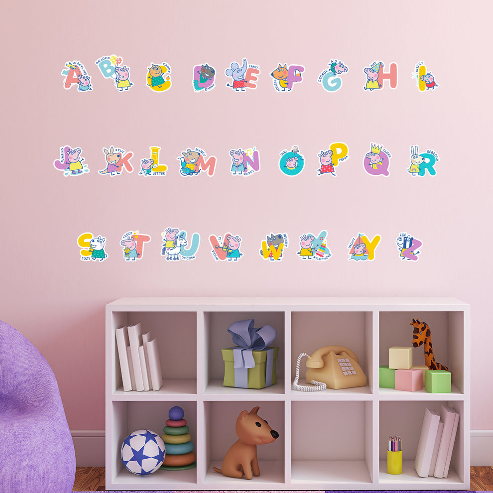 Peppa Pig Wall Sticker - Peppa Pig and Friends Alphabet Set Wall Decal ...