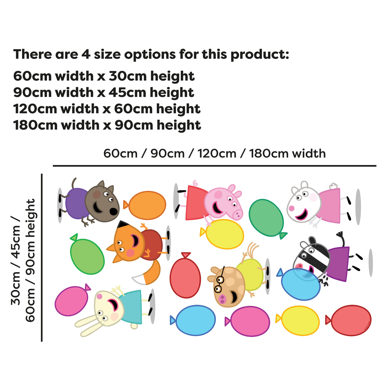 Peppa Pig Wall Sticker - Peppa Pig and Friends Playing With Balloons S ...
