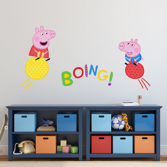 Peppa Pig Wall Sticker - Peppa Pig and George Space Hopper Boing Wall ...