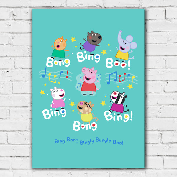 Peppa Pig Print - Peppa and Friends Music Bing Bong Poster Wall Art ...