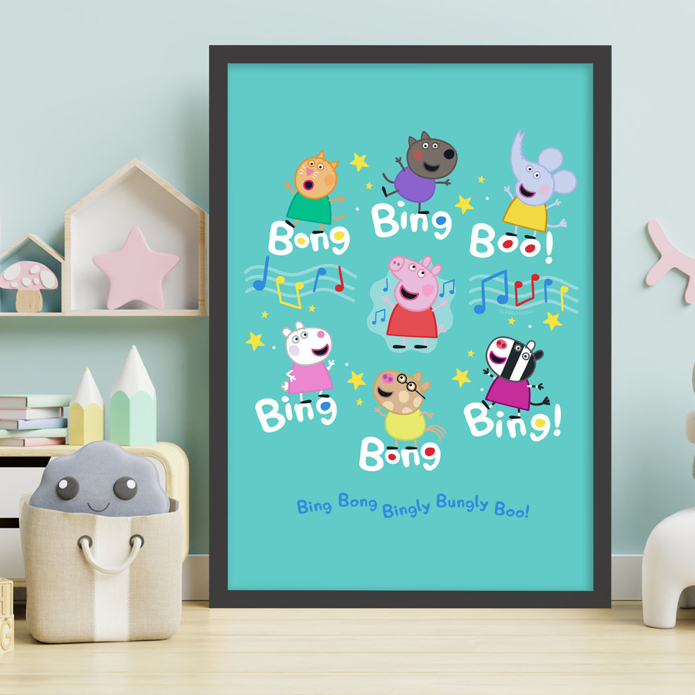 Peppa Pig Print - Peppa and Friends Music Bing Bong Poster Wall Art ...