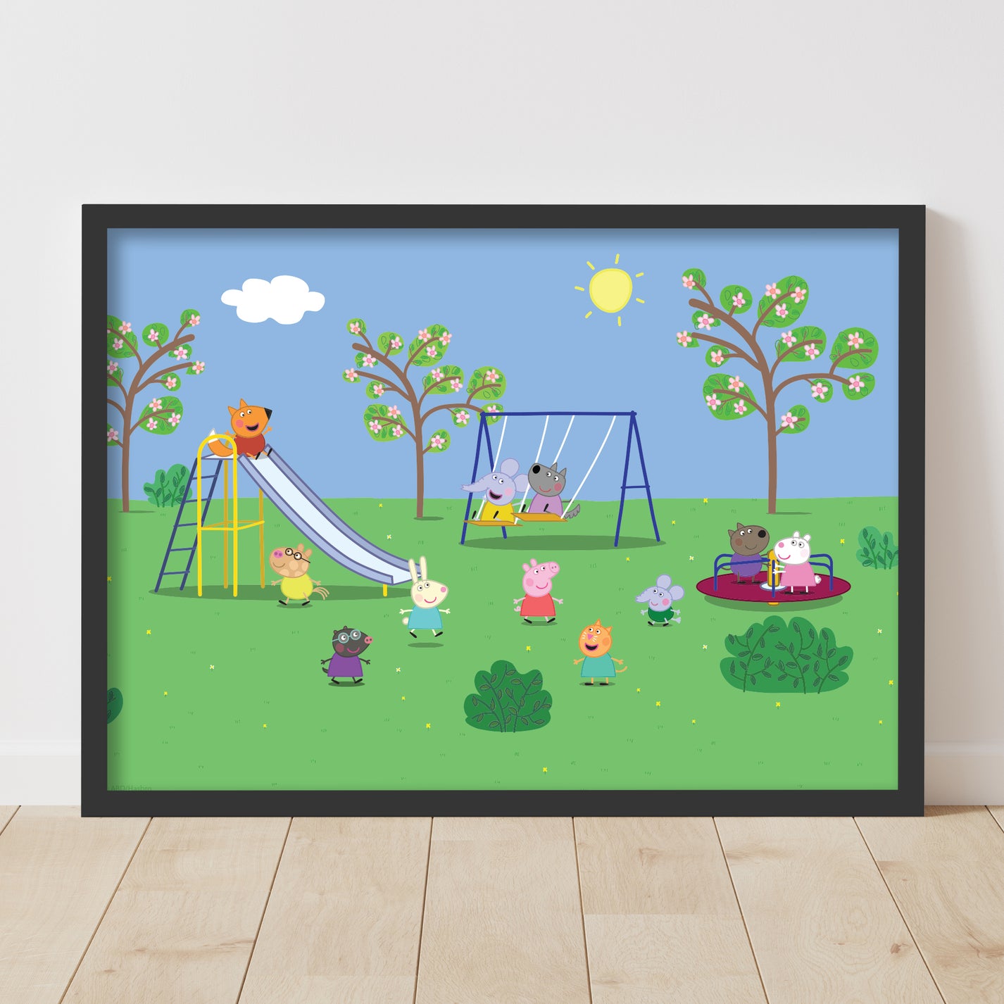 Peppa Pig Print - Peppa and Friends Playground Scene Poster Wall Art ...