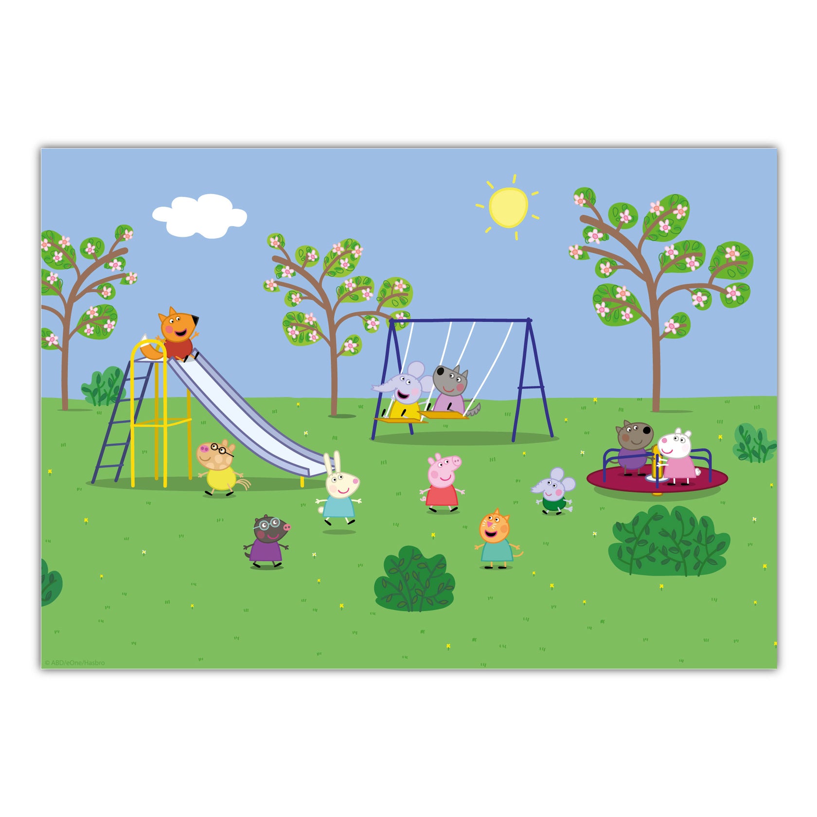 Peppa Pig Print - Peppa and Friends Playground Scene Poster Wall Art ...