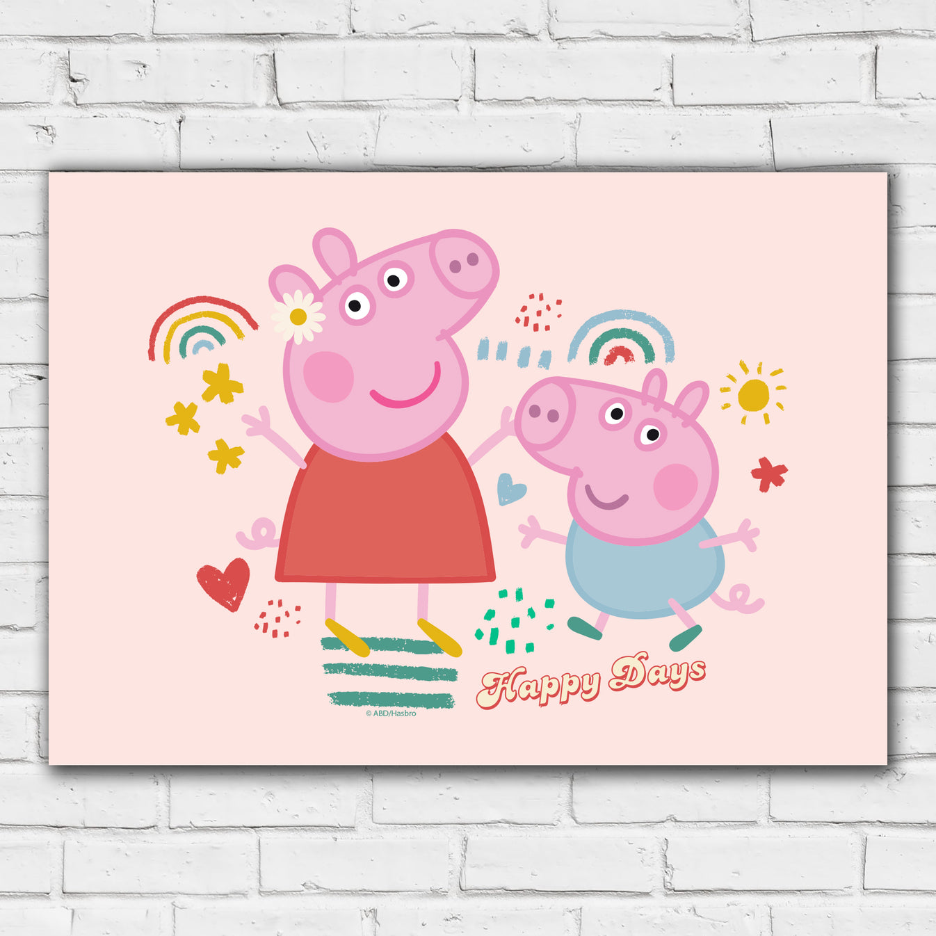 Peppa Pig Print - Peppa and George Happy Days Doodle Poster Wall Art ...