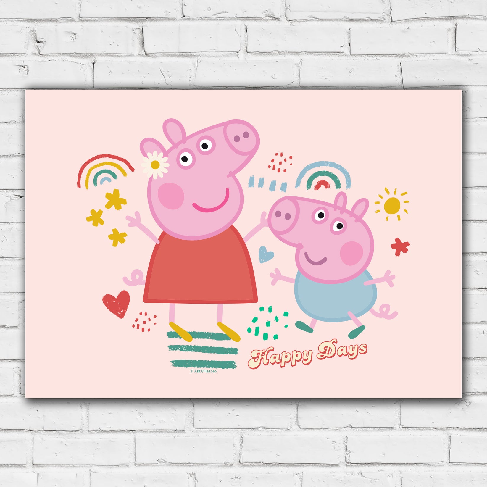 Peppa Pig Print - Peppa and George Happy Days Doodle Poster Wall Art ...