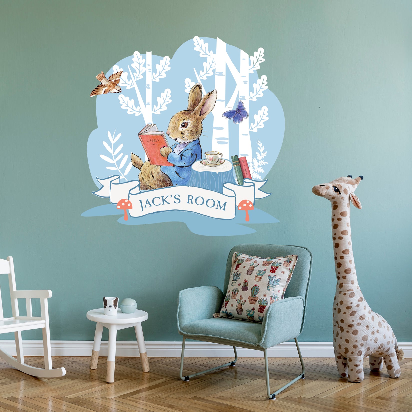 Peter Rabbit Wall Sticker - Peter Rabbit Reading Forest Personalised D ...