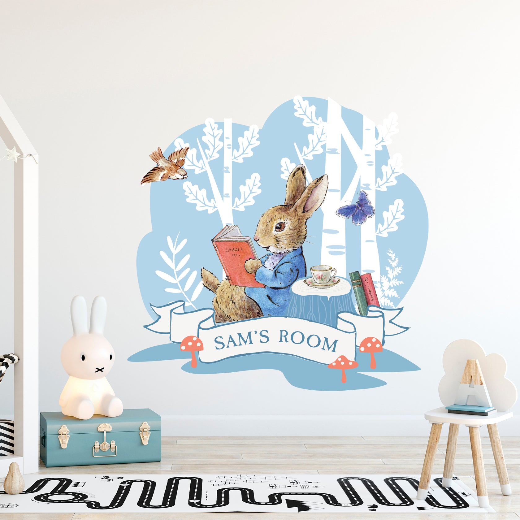 Peter Rabbit Wall Sticker - Peter Rabbit Reading Forest Personalised D ...