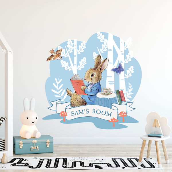 Peter Rabbit Wall Sticker - Peter Rabbit Reading Forest Personalised D ...