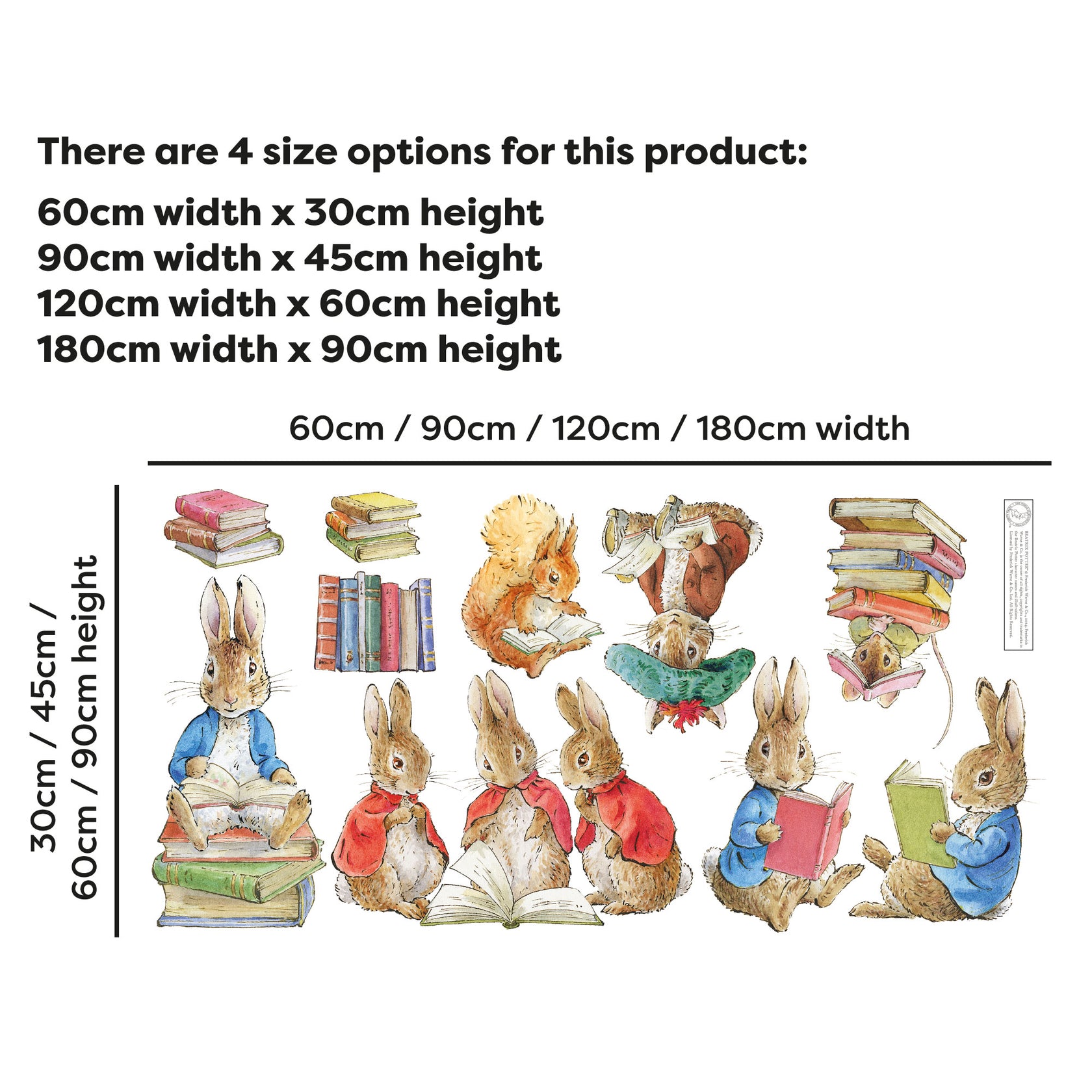Peter Rabbit Wall Sticker - Peter Rabbit and Friends Reading Books Set ...