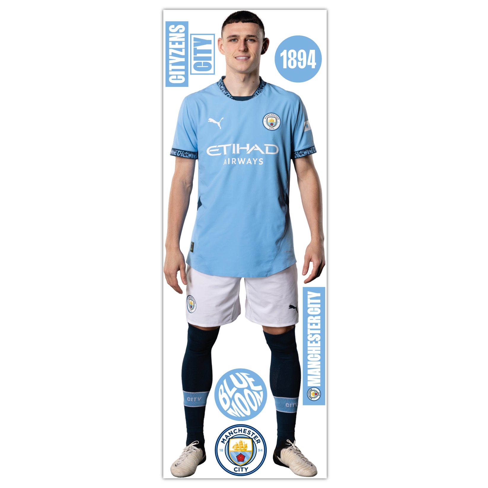 Manchester City FC - Phil Foden 24/25 Player Wall Sticker + Decal Set ...