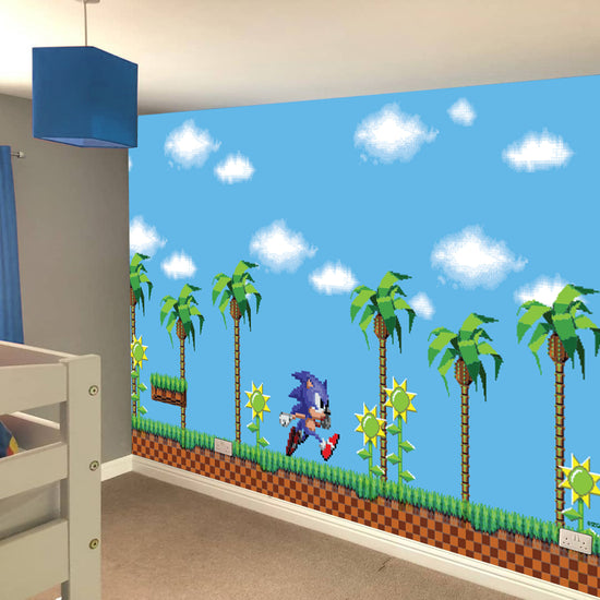 Sonic The Hedgehog Full Wall Mural - Pixel Sonic Running Through Game ...