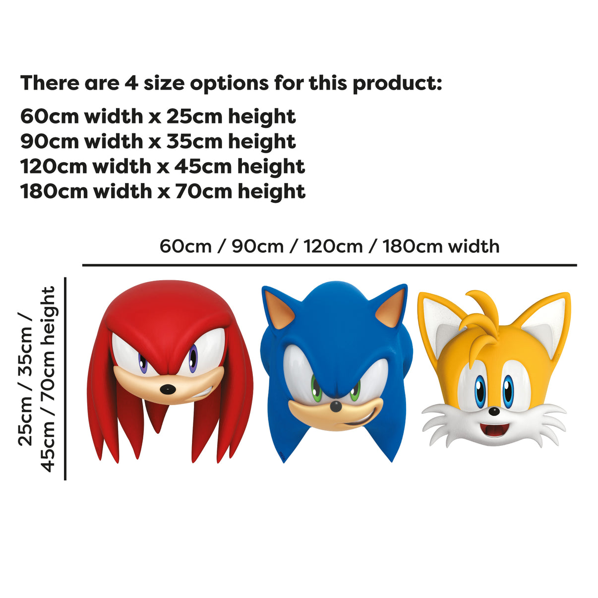 Sonic The Hedgehog Wall Sticker - Sonic Knuckles and Tails Heads Wall ...