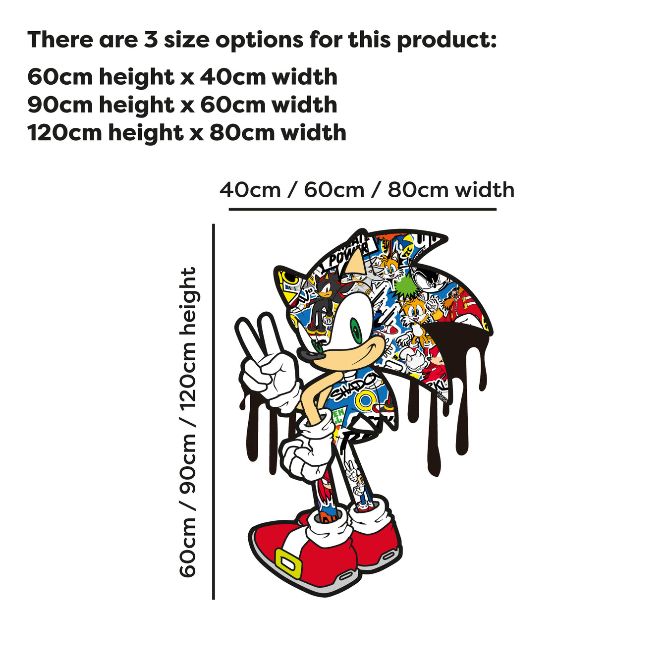 Sonic The Hedgehog Wall Sticker - Sonic Peace Pose Dripping Graffiti W ...