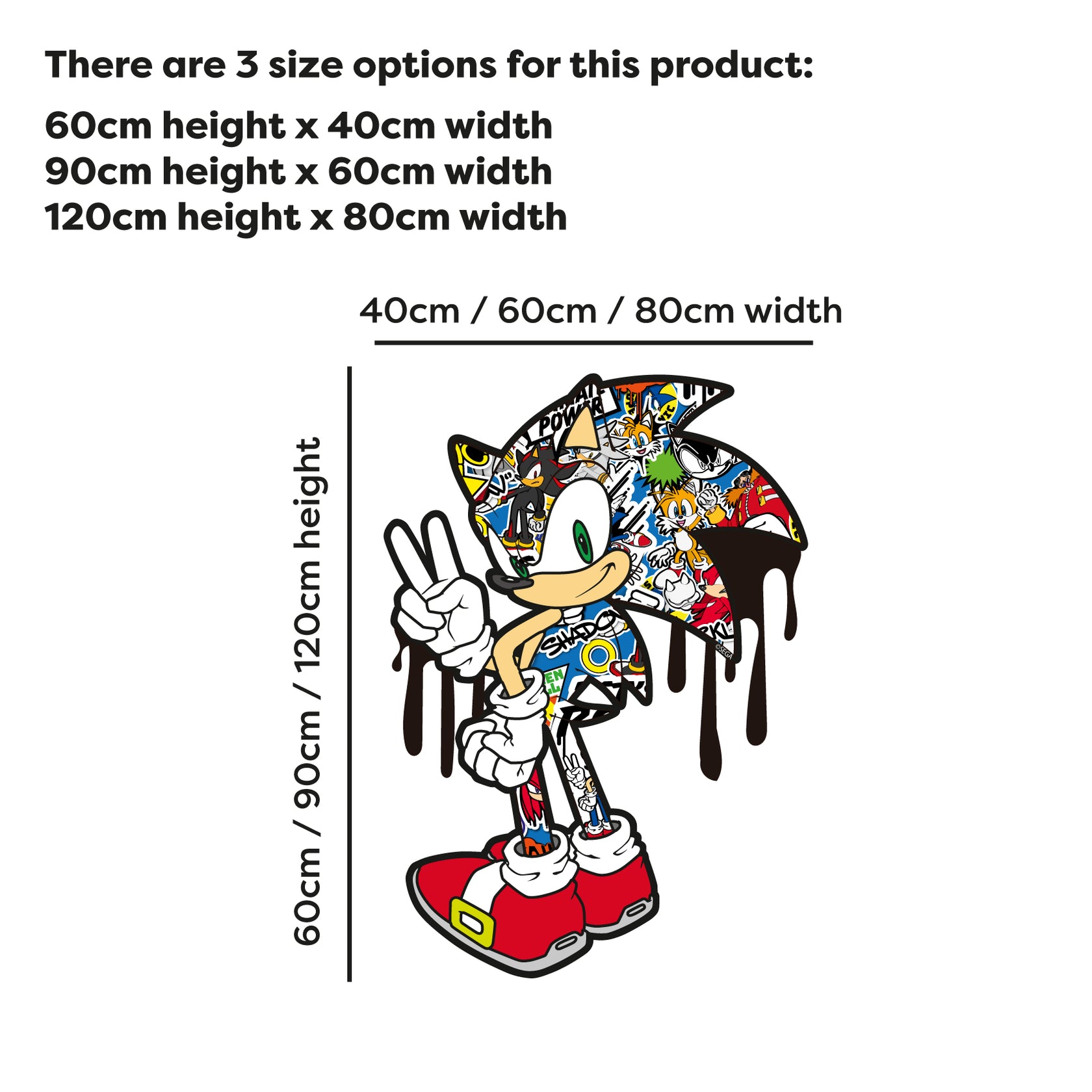 Sonic The Hedgehog Wall Sticker - Sonic Peace Pose Dripping Graffiti W ...
