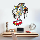 Sonic The Hedgehog Wall Sticker - Sonic Peace Pose Dripping Graffiti W ...