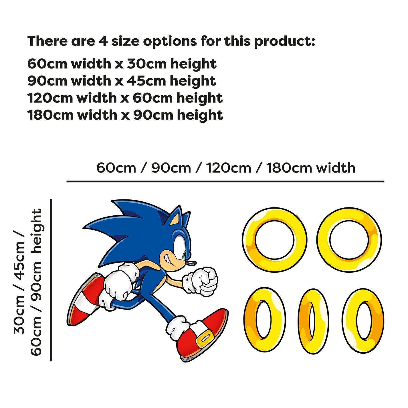 Sonic The Hedgehog Wall Sticker - Sonic Running For Rings Wall Art ...