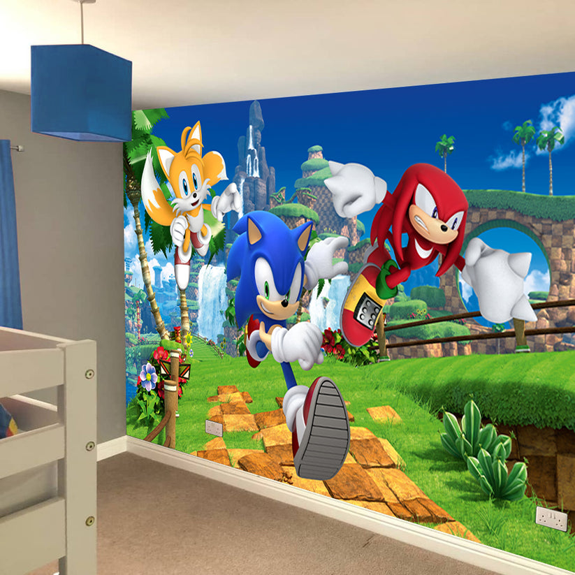 Sonic The Hedgehog Full Wall Mural - Sonic Running with Tails and Knuc ...