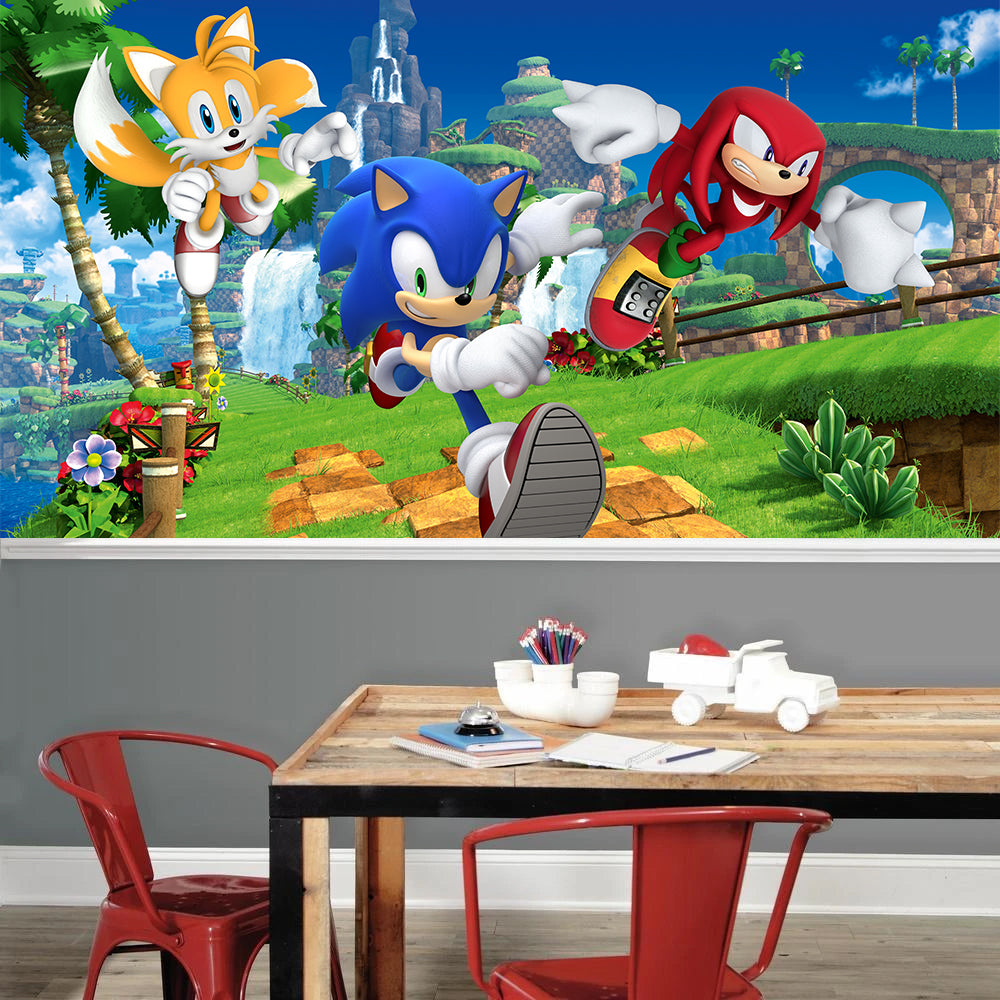 Sonic The Hedgehog Full Wall Mural - Sonic Running with Tails and Knuc ...