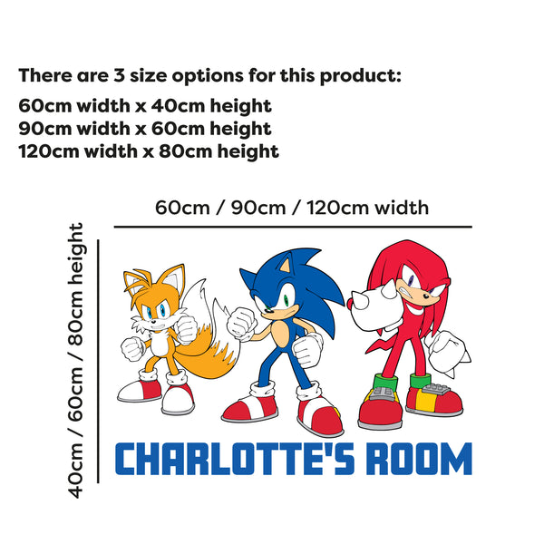 Sonic The Hedgehog Wall Sticker - Sonic Tails and Knuckles Personalise ...