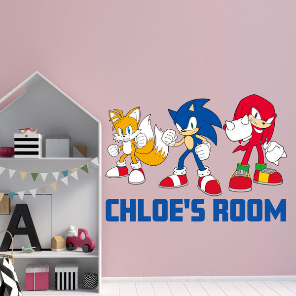 Sonic The Hedgehog Wall Sticker - Sonic Tails and Knuckles Personalise ...