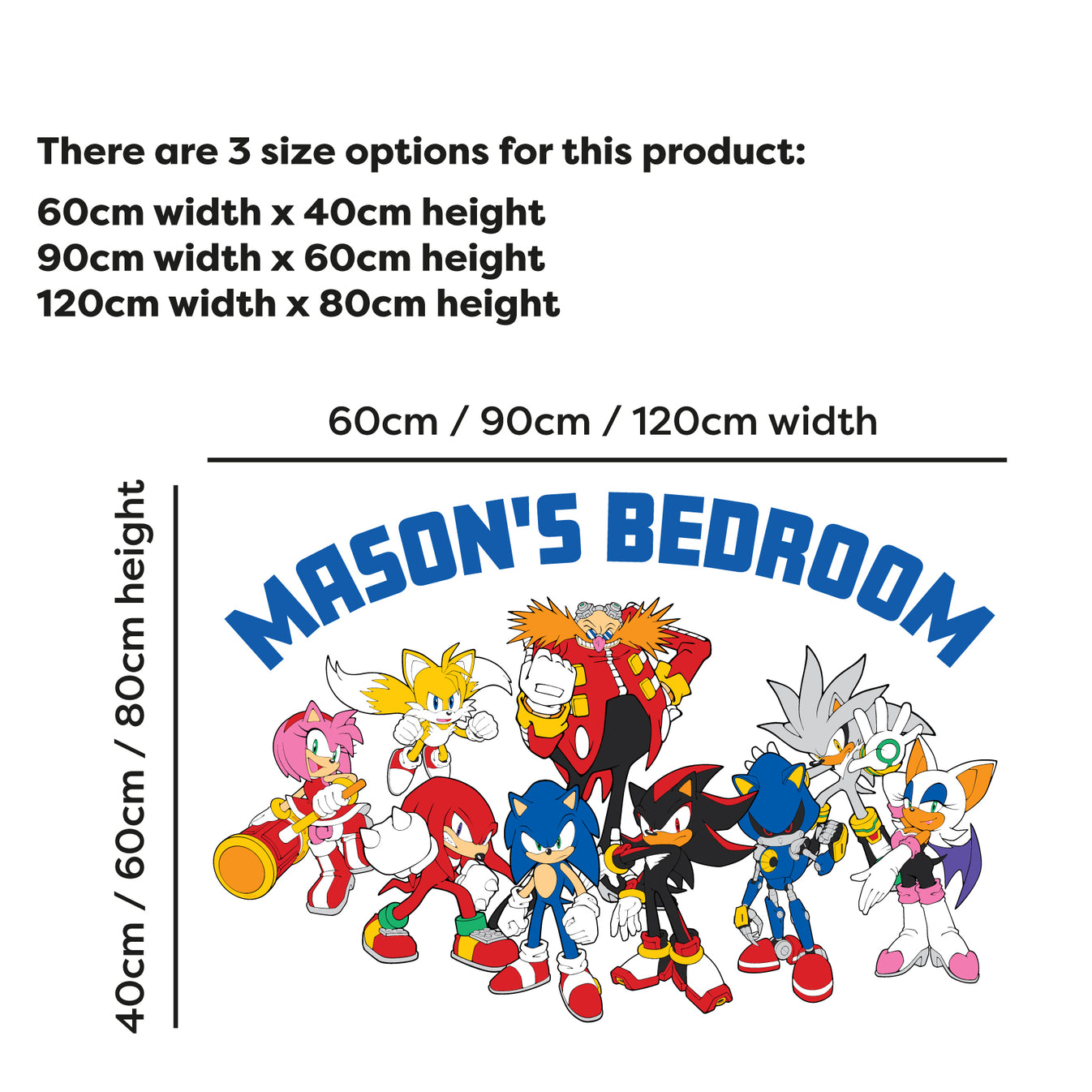 Sonic The Hedgehog Wall Sticker - Sonic and Group Personalised Name Wa ...